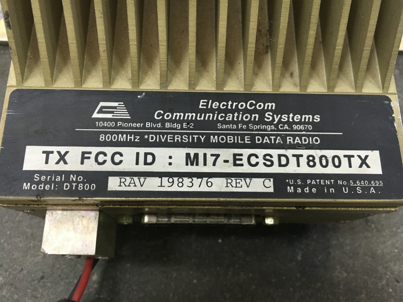 ElectroCom DT-800 for a 800MHz diversity mobile data radio, w/ RF ...