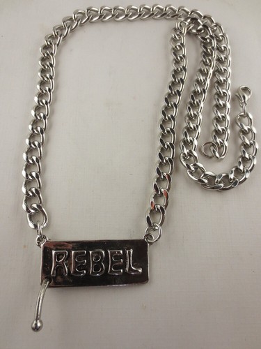 Silvertone REBEL Cuban Chain Link Necklace 23 Inches Long | eBay