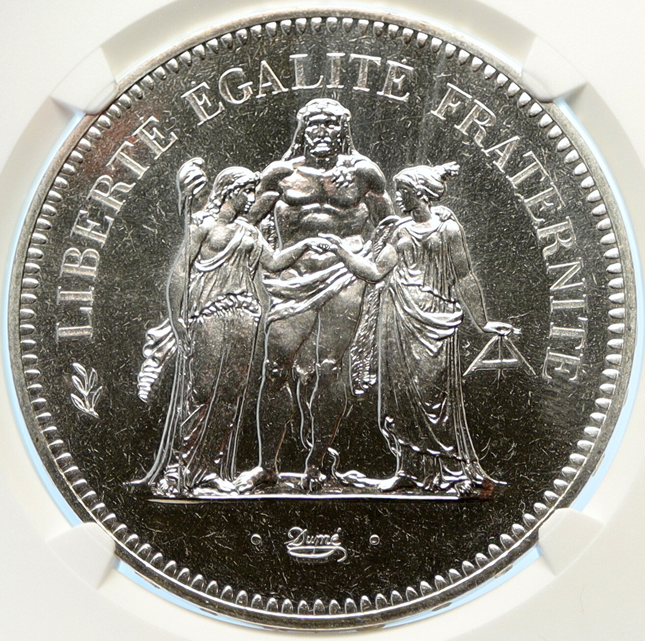 1978 FRANCE Large HERCULES Motto VINTAGE Old Silver 50 FRANCS Coin NGC ...