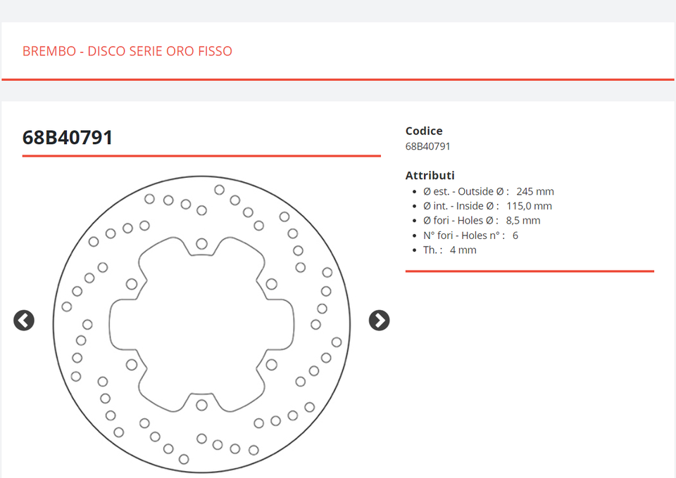 Rear Brake Disc Brembo Gold Series Ducati Monster S4 916 2001 - 2002 ...