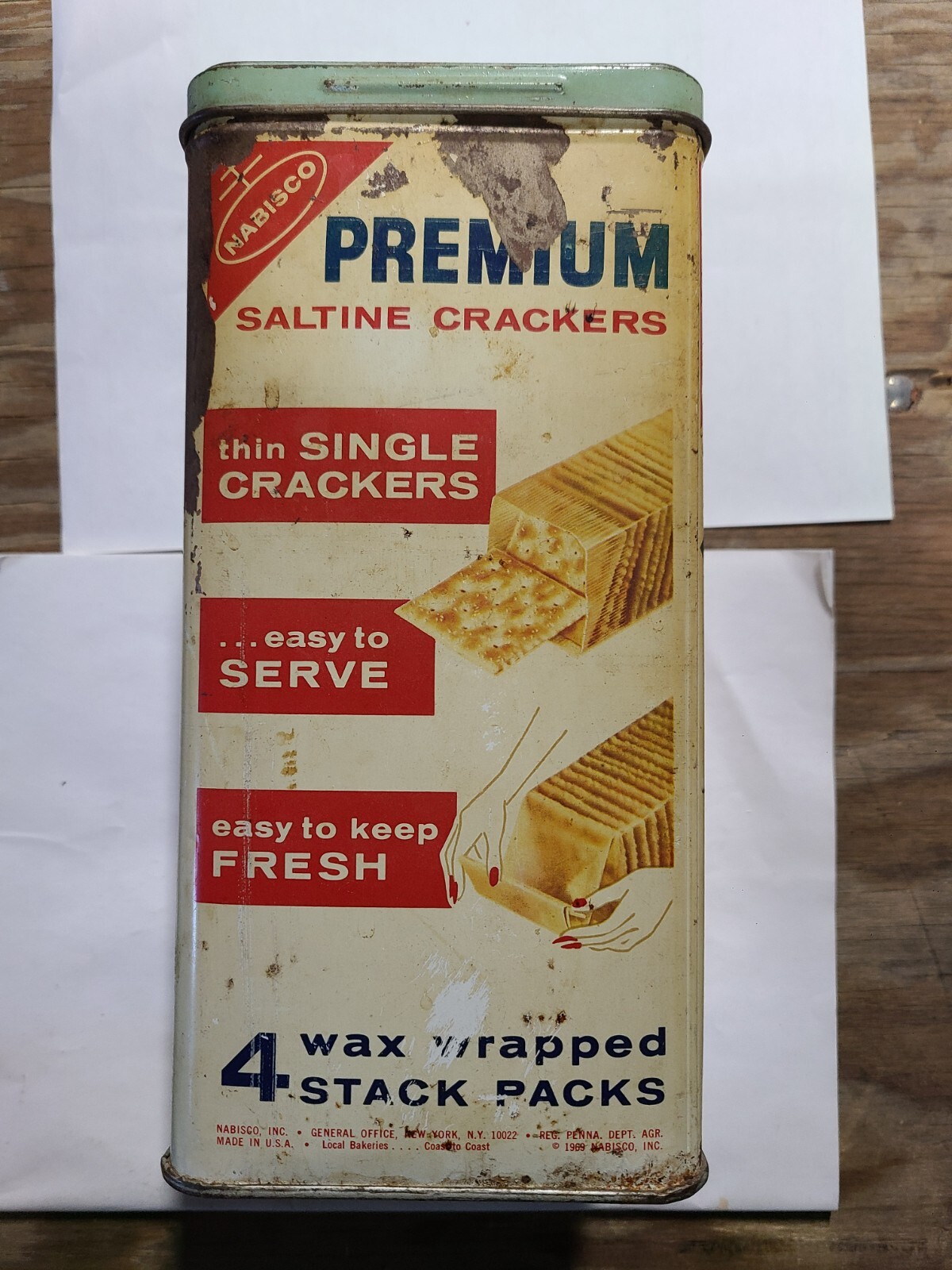 Vintage 1969 Nabisco Premium Saltine Cracker Tin Container | eBay
