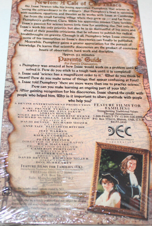 Newton A Tale of Two Isaacs (New Sealed VHS) Karl Pruner, Biography ...