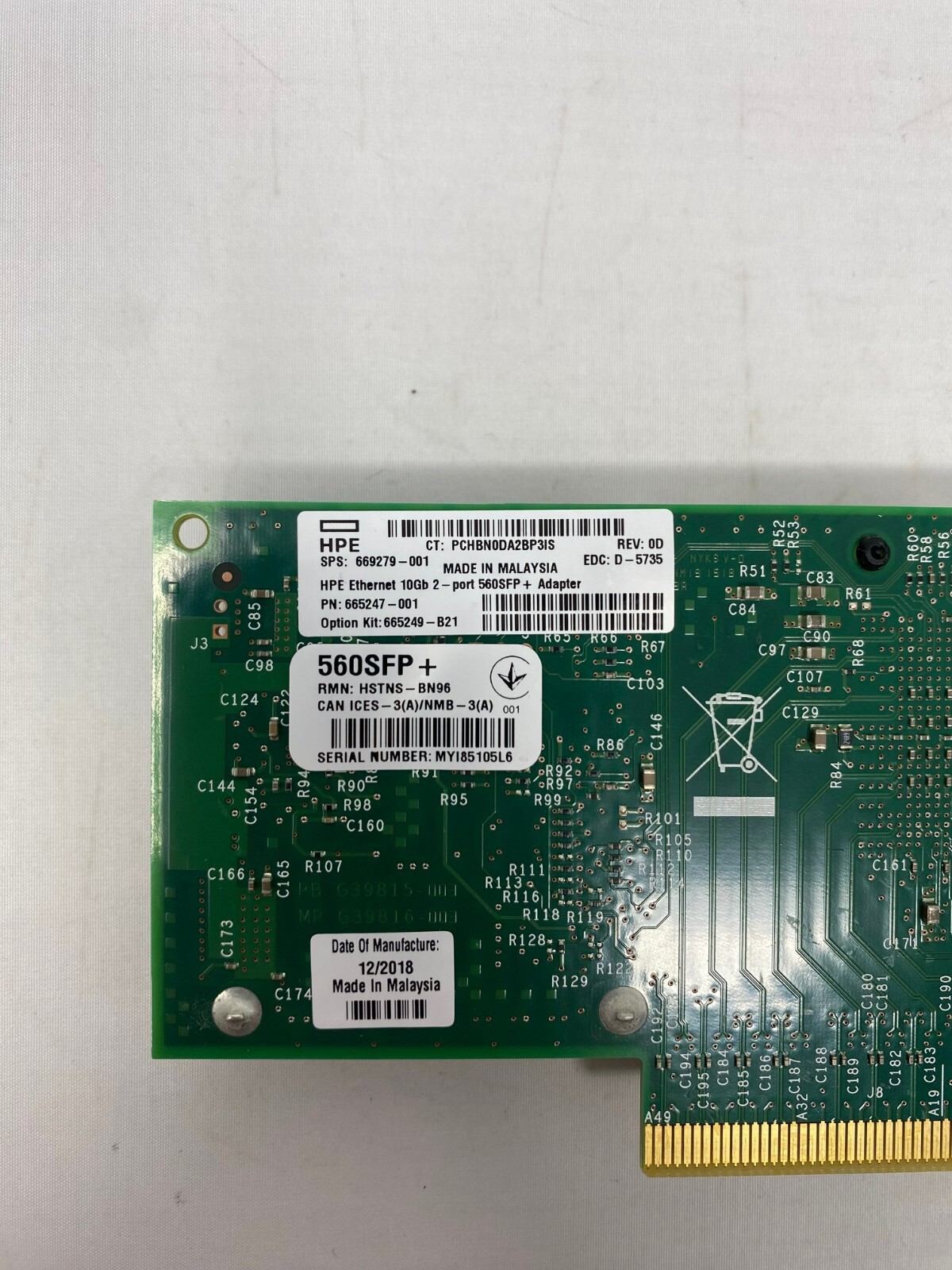HP NC560SFP+ 10GB DUAL PORT ADAPTER 665249-B21 669279-001 665247-001 | eBay