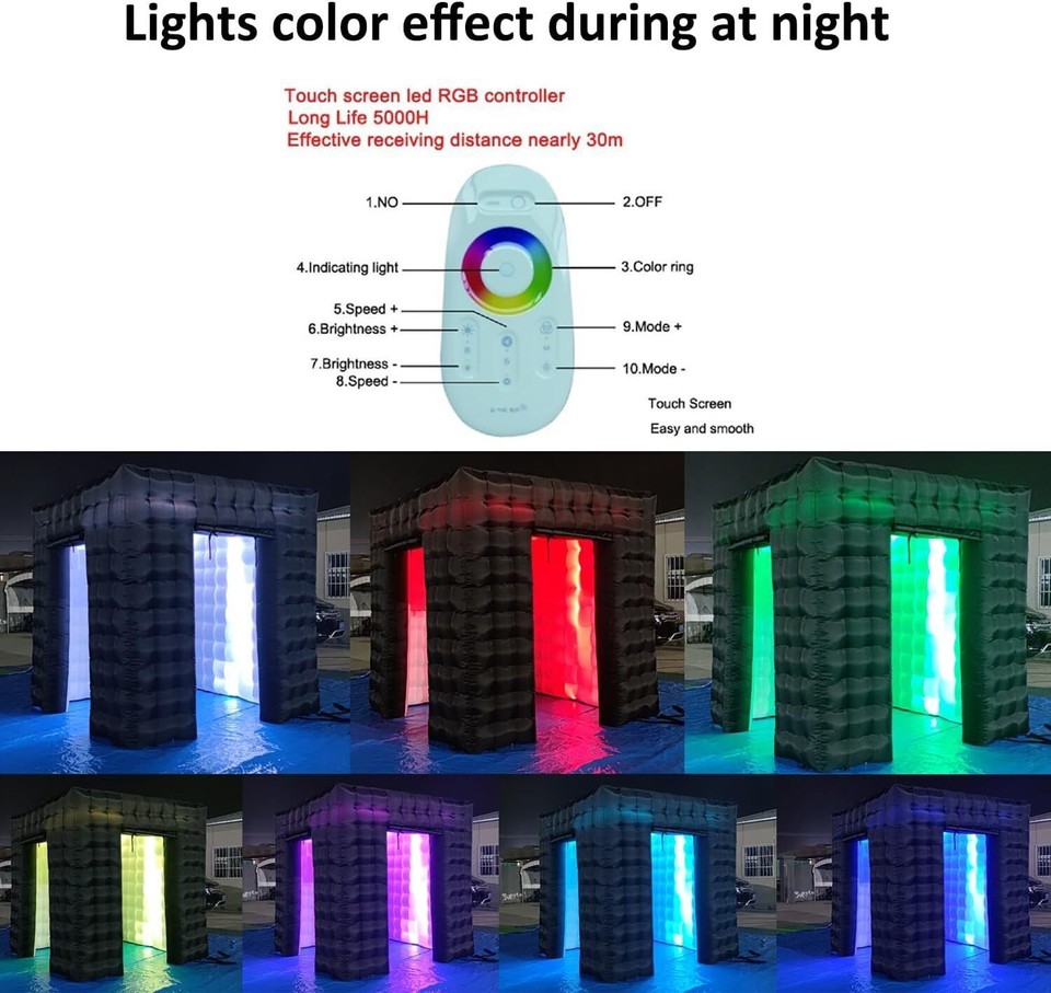2.5m LED 2 Doors Photo Booth Enclosure Inflatable Backdrop Inflatable ...