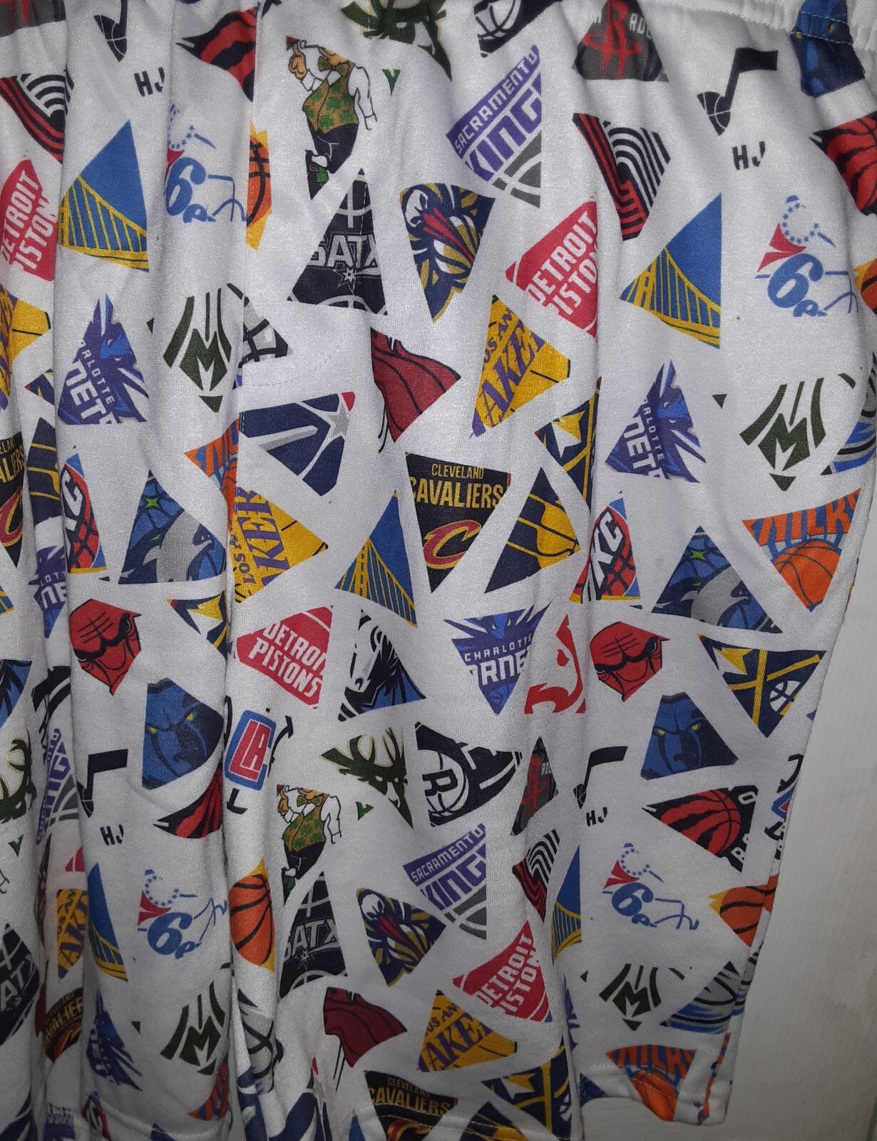 NBA Official White All Teams Logo Allover Sweat Short… - Gem