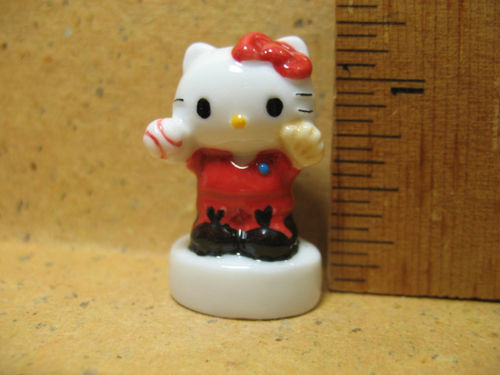 Tiny HELLO KITTY Baseball Softball Player Sporty Porcelain Dollhouse ...