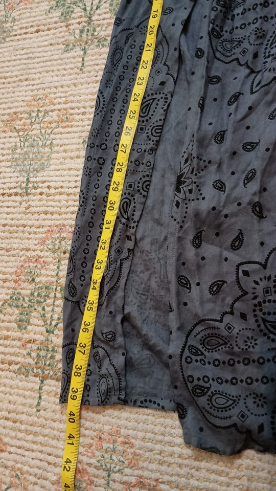 NWT Earthbound Slate Blue Gray Paisley Maxi Skirt Double Slit Boho M | eBay