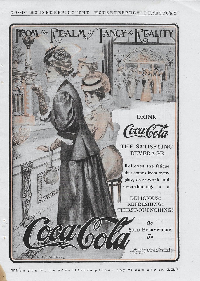 RARE! 1907 Original Coca-Cola COLOR Ad Drink Coca-Cola Realm of Fancy ...
