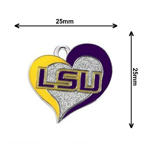 NCAA - LSU Tigers Heart Swirl Logo Pendant Necklace On A 925 Snake ...