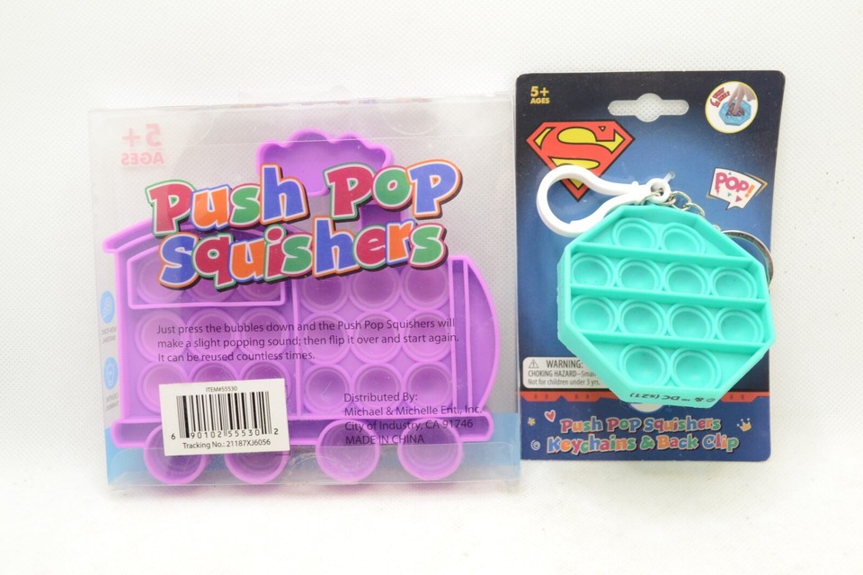 DC COMICS Superman Toy Green 2 Push Pop Squishers Fidget Play Big Train ...