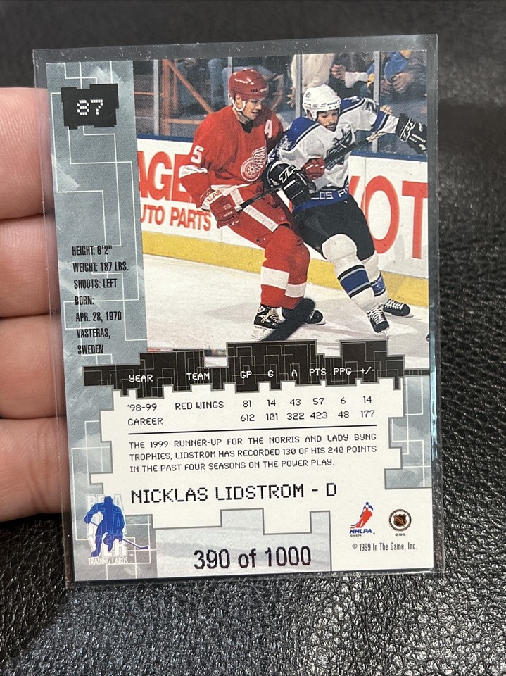 NICKLAS LIDSTROM 1999-00 BAP SIGNATURE SERIES MILLENNIUM #87 RUBY CARD ...