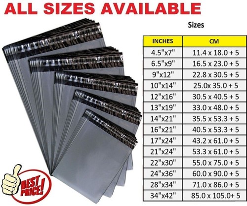 Strong Grey Plastic Mailing Bags Poly Postage Post Postal Self Seal ...