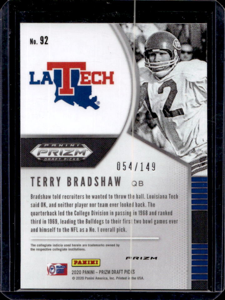 2020 Panini Prizm Draft Picks Terry Bradshaw Neon Orange Prizm #054/149 ...