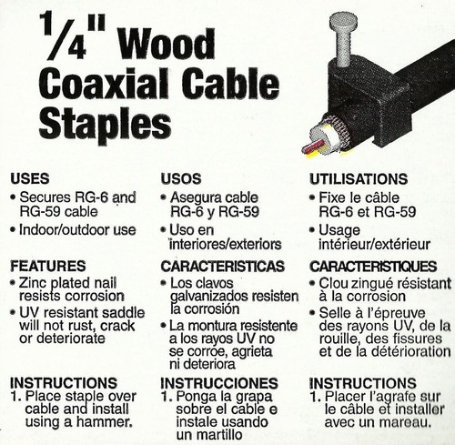 White-1/4" Coaxial Cable Staples-Made in USA! For Cat Data & RG Cables ...
