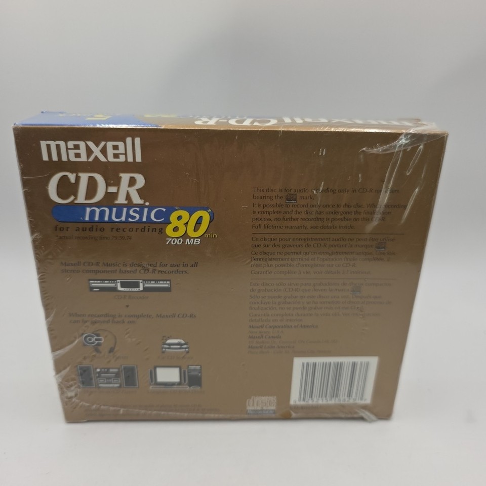 Maxell CD-R GOLD Music 700MB 80min 5 Pack For Audio Recording NEW ...