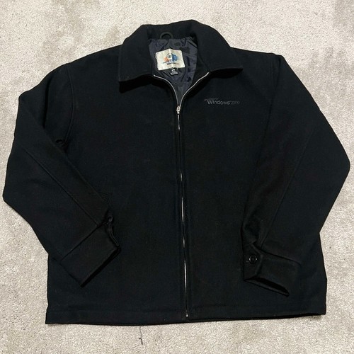 Microsoft Windows 2000 Wool Blend Zip Jacket Black Men Size Medium ...