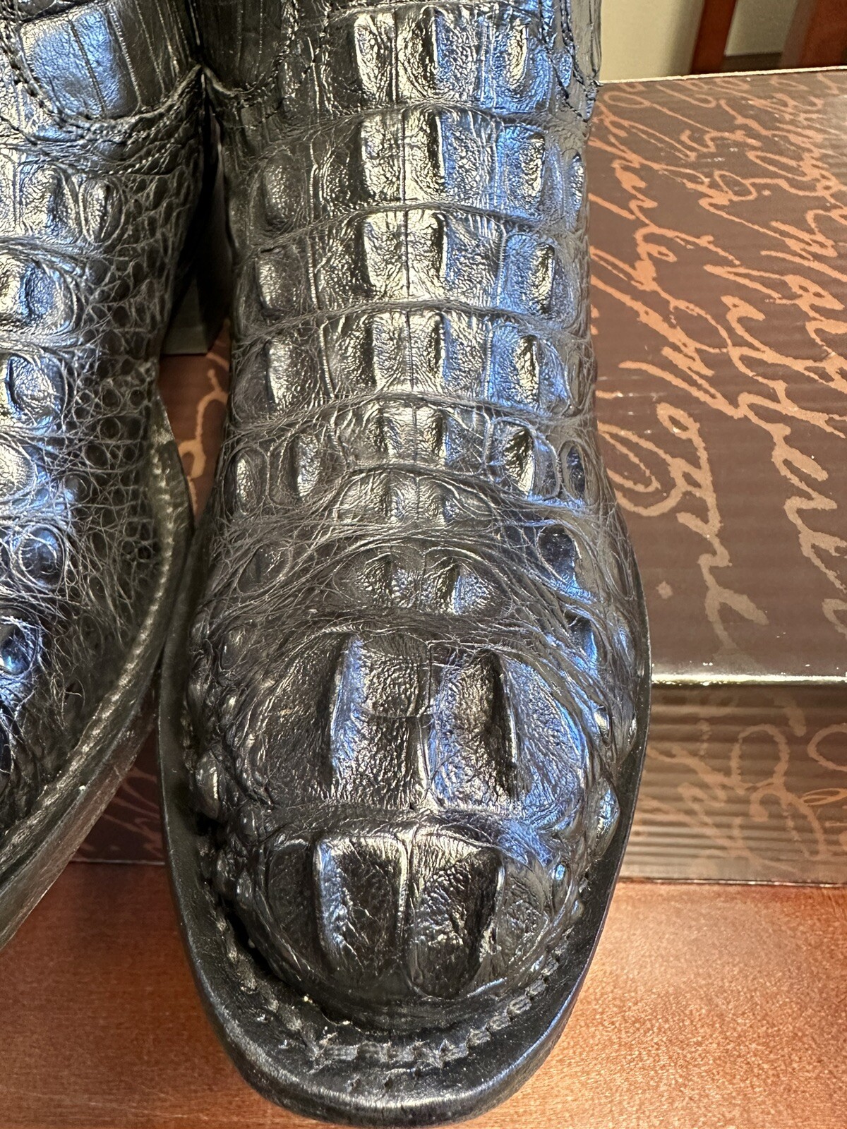 Cowtown Boots Full Exotic Black Alligator Hornback Custom Made Boots ...