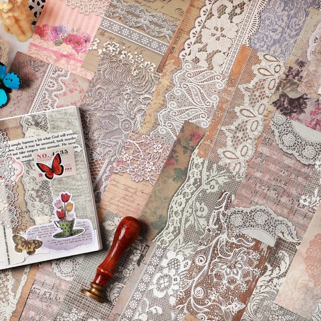 Retro Vintage Lace White Napkin Ornaments Craft Paper Set scrapbooking ...