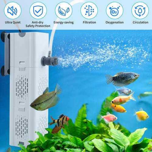 4-in-1 Water Pump Filtration System Oxygen Quiet Fish Tank Aquarium ...