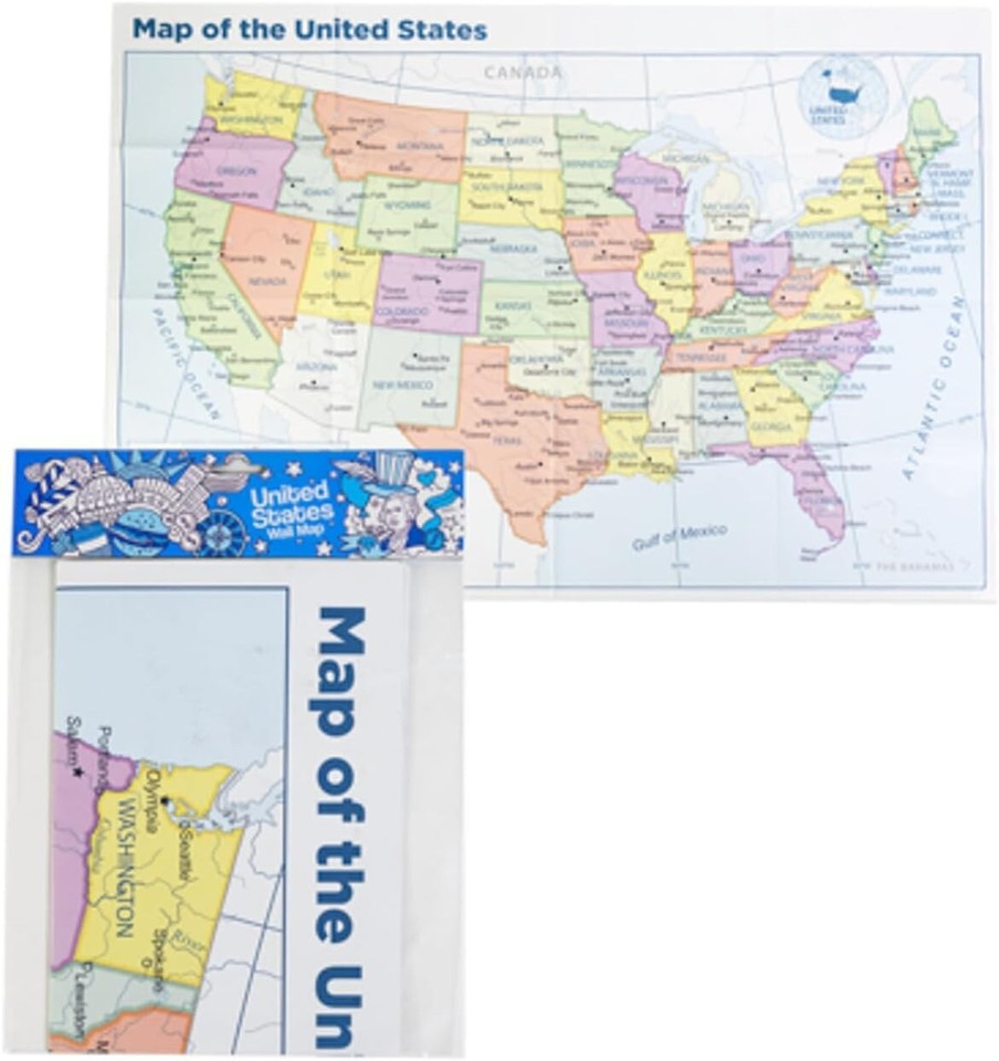 Wall Map Of The United States USA Road Travel Maps City Name US Poster ...