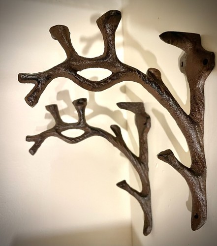 Rustic Cast Iron Shelf Brackets Wall Mount Hardware Brace Tree Branch ...
