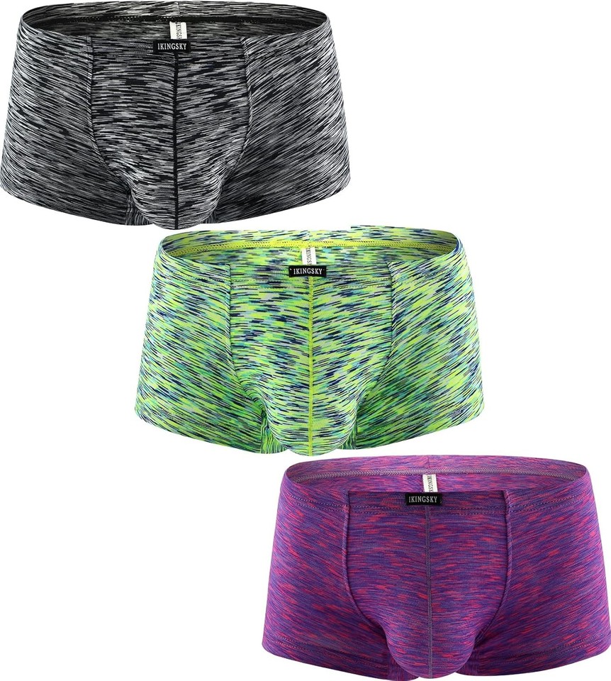 iKingsky Men Pouch Boxer Briefs Stretch Shorts Underwear Colorful Bulge ...