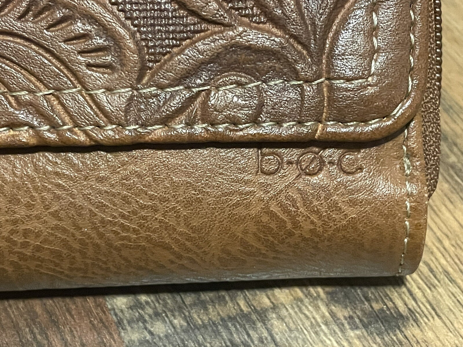 BOC Born Concept Saddle Brown Tooled Wallet Clutch Faux Leather | eBay