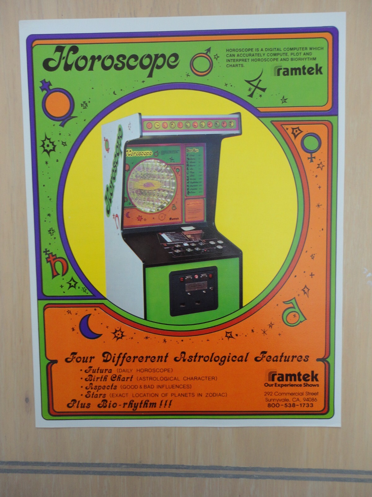 Horoscope Fortune Telling Arcade Machine Flyer Original Ramtek Brochure ...