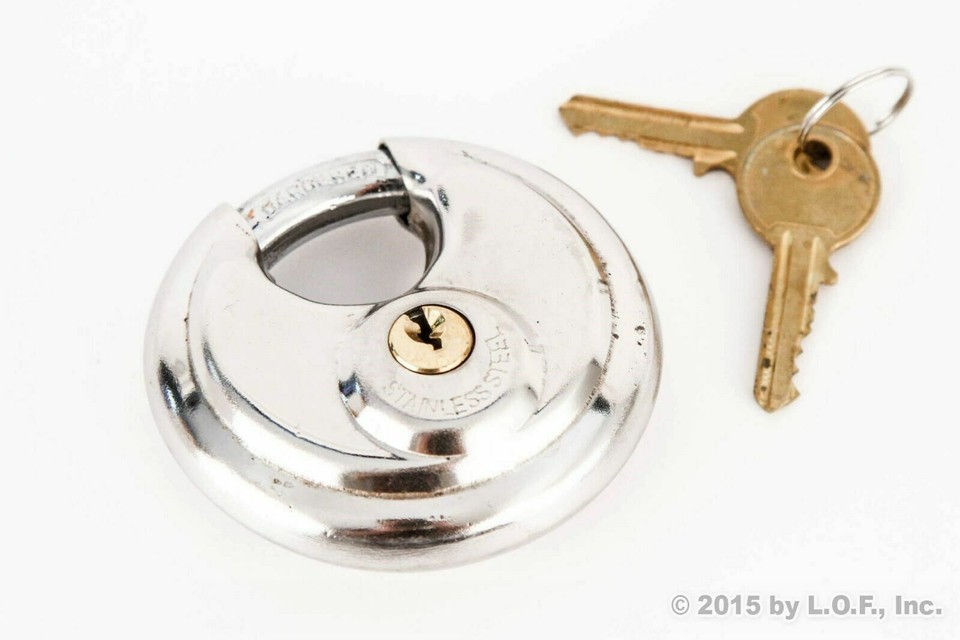 (3) Stainless Steel Armor Disc Padlocks Trailer / Self Storage Keyed ...