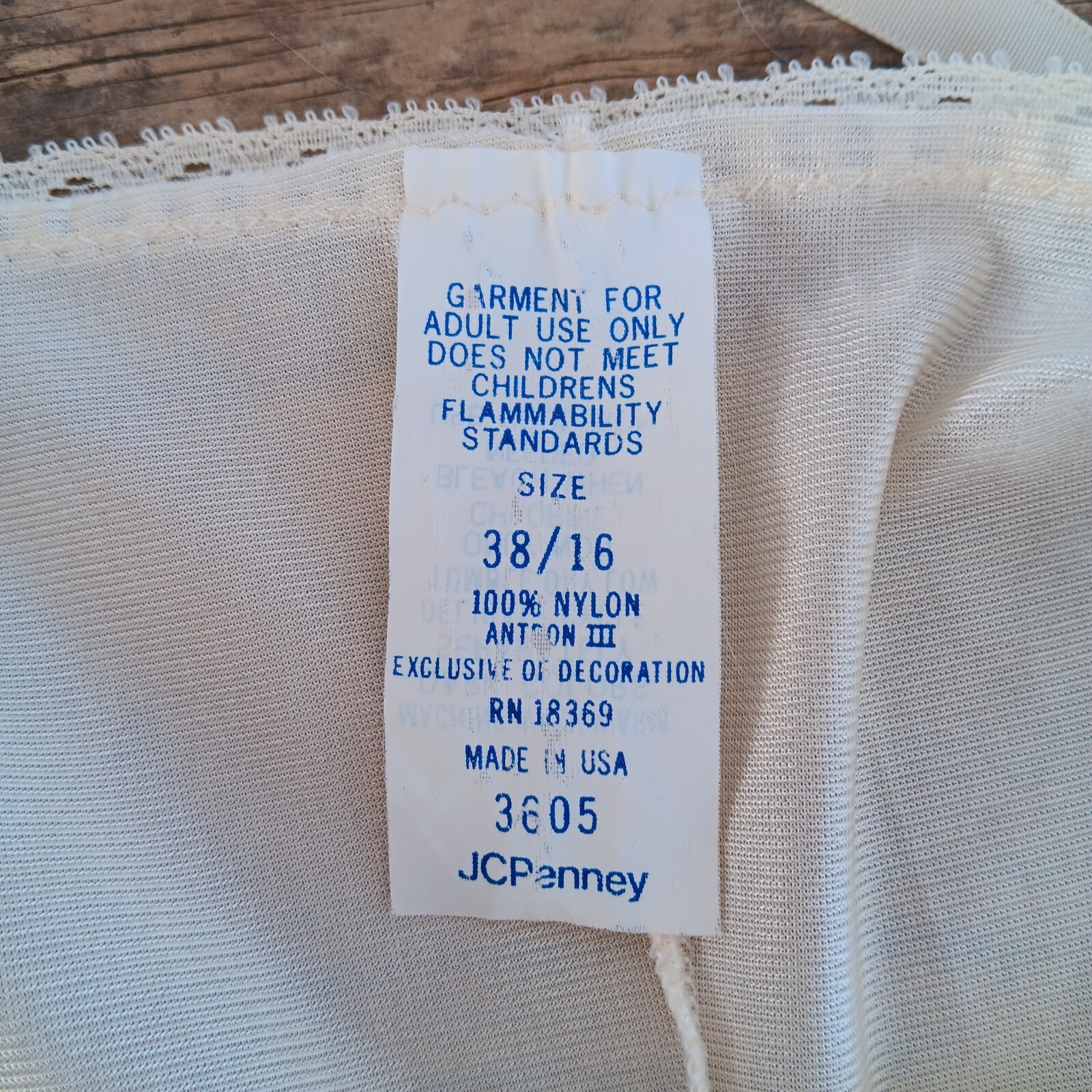 JCPenney Cream Vintage Full Slip Dress Lace Trim Ling… - Gem