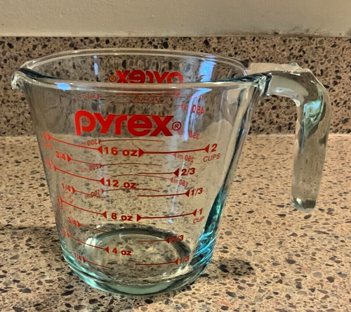 Pyrex 2-Cup 1-Pint Open Handle Glass Measuring Cup Made in USA Red ...