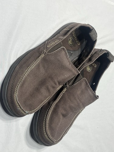 Crocs Walu Chocolate Brown Canvas Slip-On On Loafers Mens Size 9 Beach ...