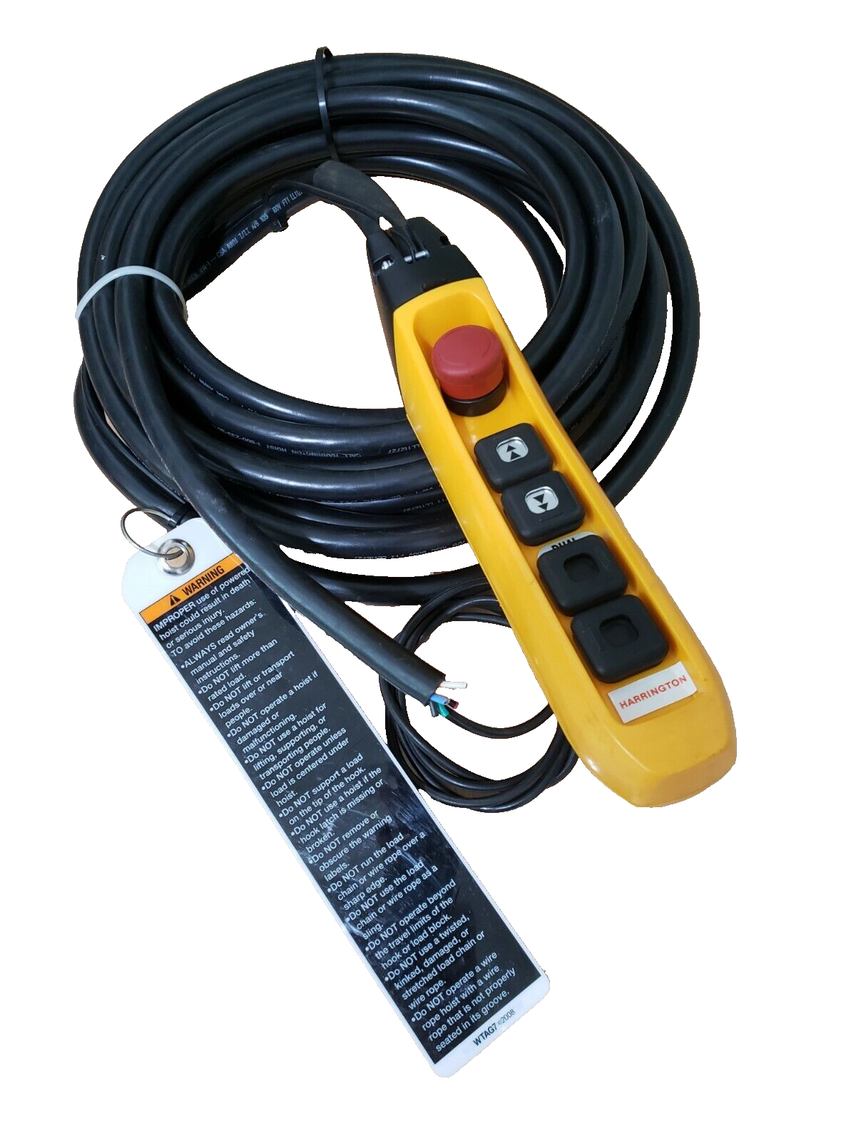 HARRINGTON ER2M HOIST 28 FT CABLE PENDANT 4 BUTTON 172839-001 WITHOUT ...