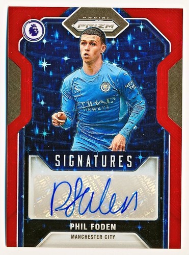 2021-22 Prizm EPL Phil Foden Signatures Prizms Red Stars Auto SP #S-PF ...