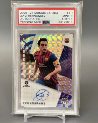 2020-21 Panini Mosaic La Liga Autograph Xavi Hernandez PSA 9 BARCELONA ...