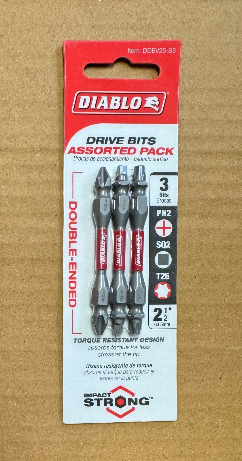 NEW Diablo Drive Bits Assorted PH2, SQ2, T25 x 2-1/2" long Double-Ended ...