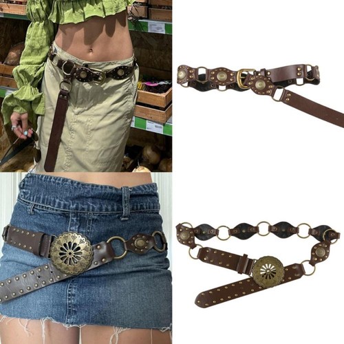 Y2K Disc Belts Round PU Belts Vintage Hollow Belt Women | eBay Australia