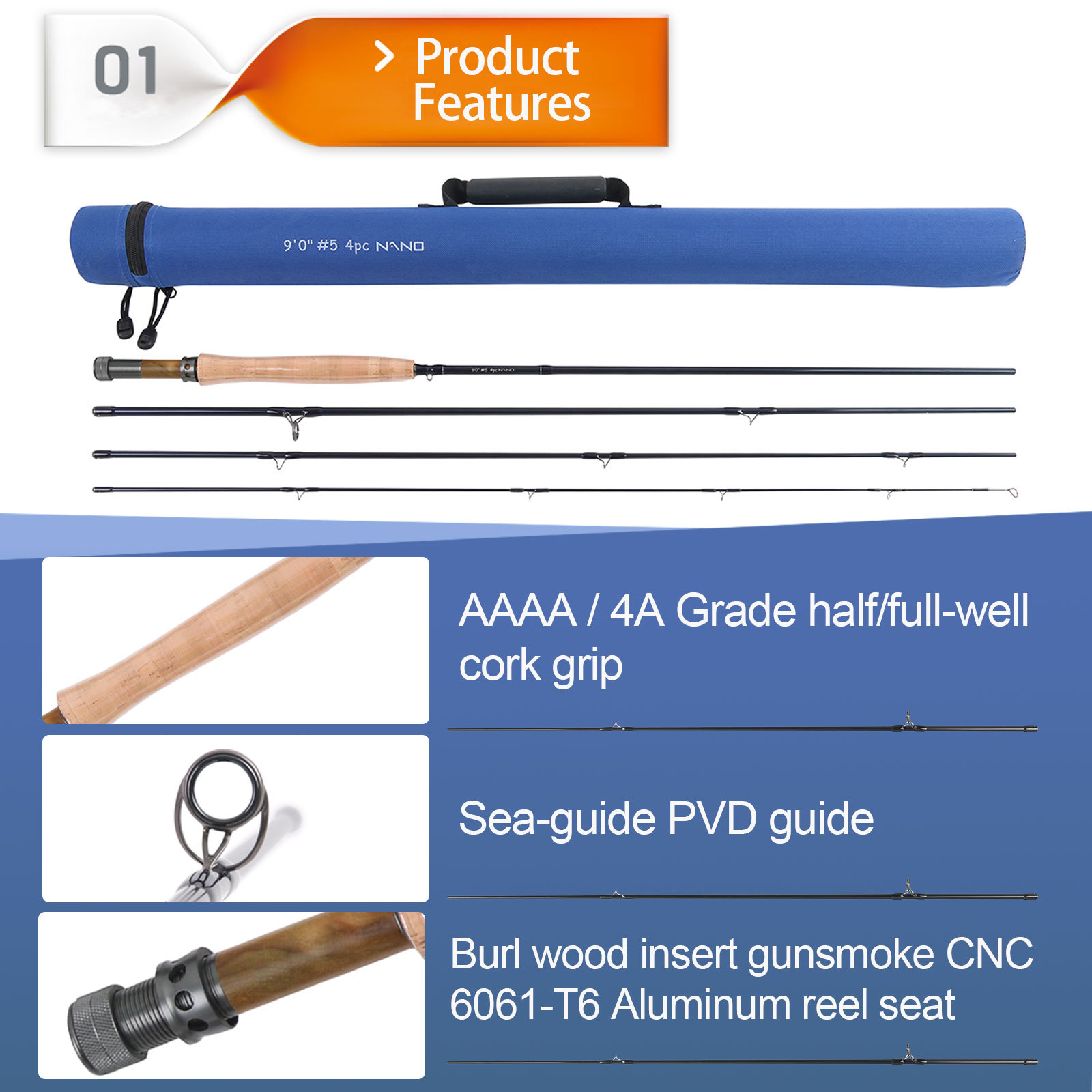 Maxcatch Fly Rod 3/4/5/6/7/8WT IM12 High modulus Nano Carbon Fiber w ...
