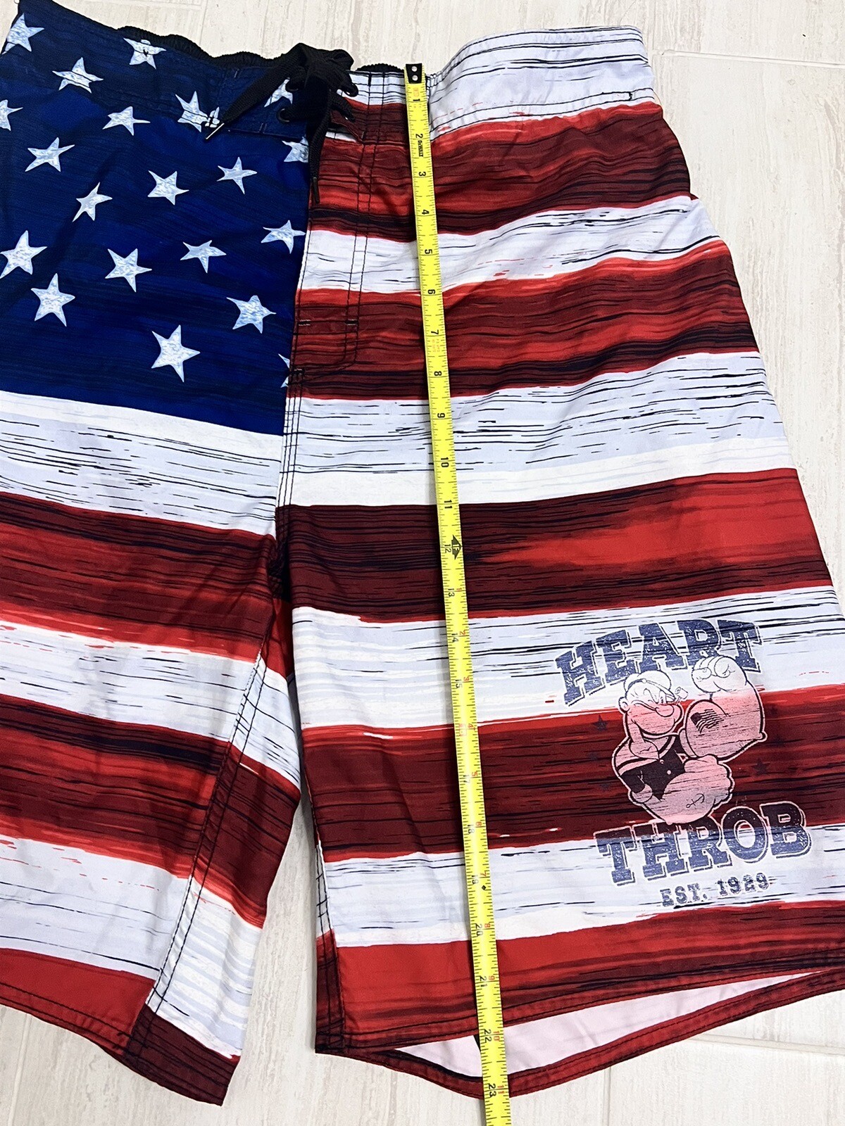 Universal Studios Popeye American Flag Swim Trunks Board Shorts Size XL ...