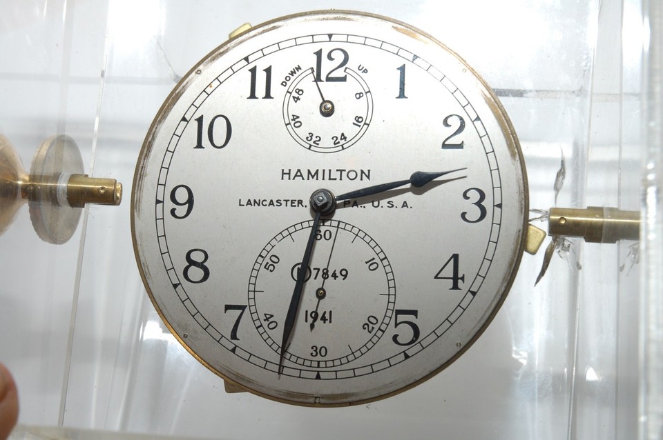 Hamilton Model 21 Marine Chronometer 14 Jewels in Acrylic Case N7849 ...