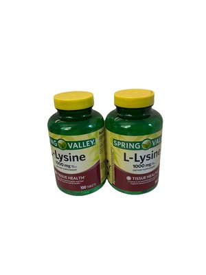 2 Pack Spring Valley L-lysine Tablets 1000 mg 100 Tablets Exp 09/25 ...