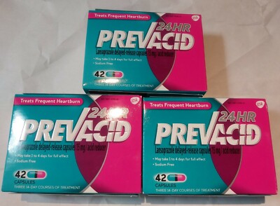 Prevacid 24 HR OTC, 42x3=126 Capsules, Acid Reducer, Lansoprazole ...