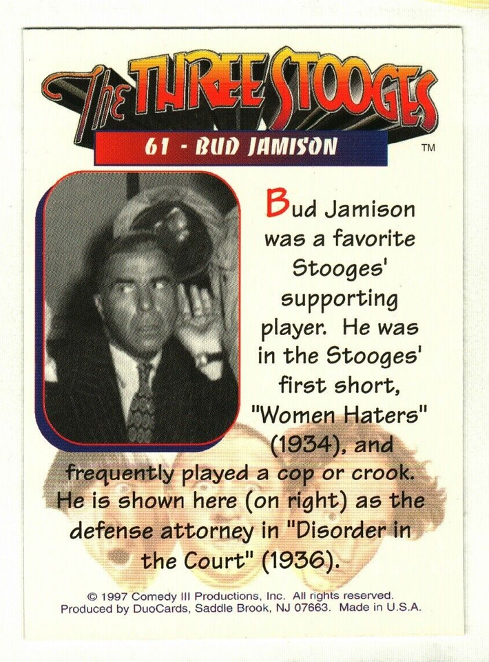 1997 THE THREE STOOGES TRADING CARD #61 BUD JAMISON DuoCards | eBay