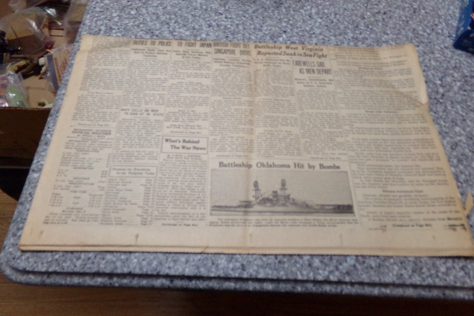 Japan declares war on US and Britain Dec. 8, 1941 Bridgeport, CT. Post ...