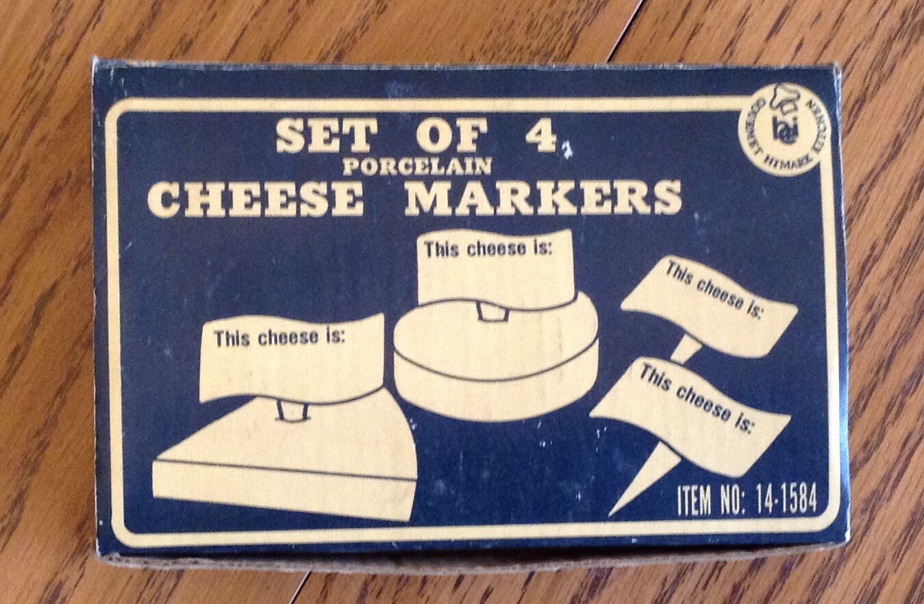 Vintage Set of 4 White Porcelain Cheese Markers Gourmet Himark Kitchen ...