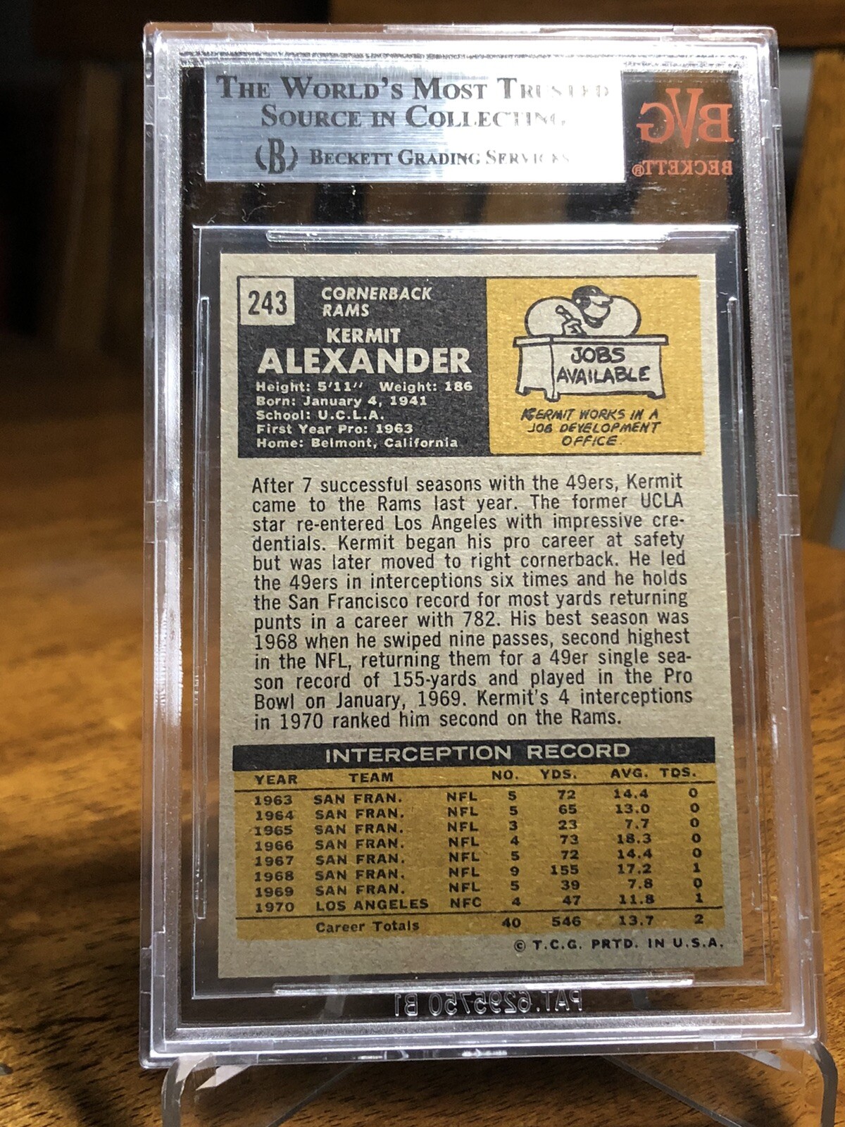 🏈1971 TOPPS #243 KERMIT ALEXANDER BVG 8.5 MINT RARE HIGH Number VINTAGE ...