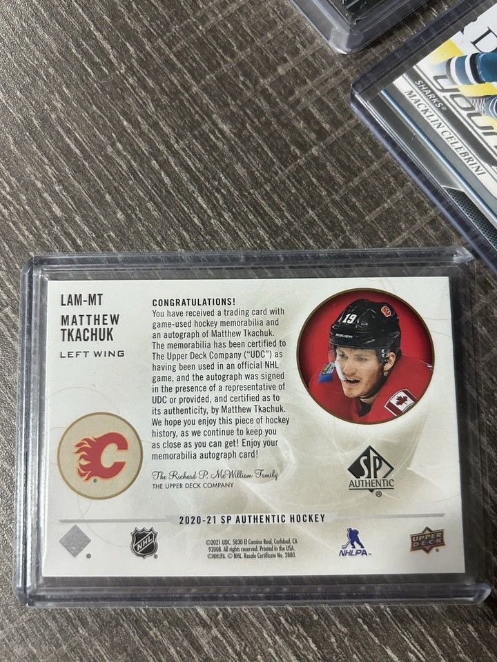 2020-21 Upper Deck SP Authentic Hockey Limited Auto Materials Matthew ...