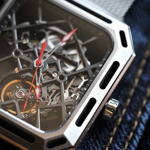 Mysterious Code Men's Automatic Watch Rectangular Mechanical Watch ...