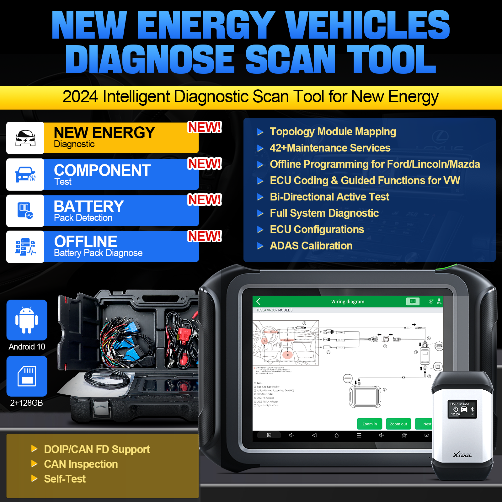 2026 XTOOL D9EV Bidirectional Diagnostic Scanner Scan ECU Coding Tool ...