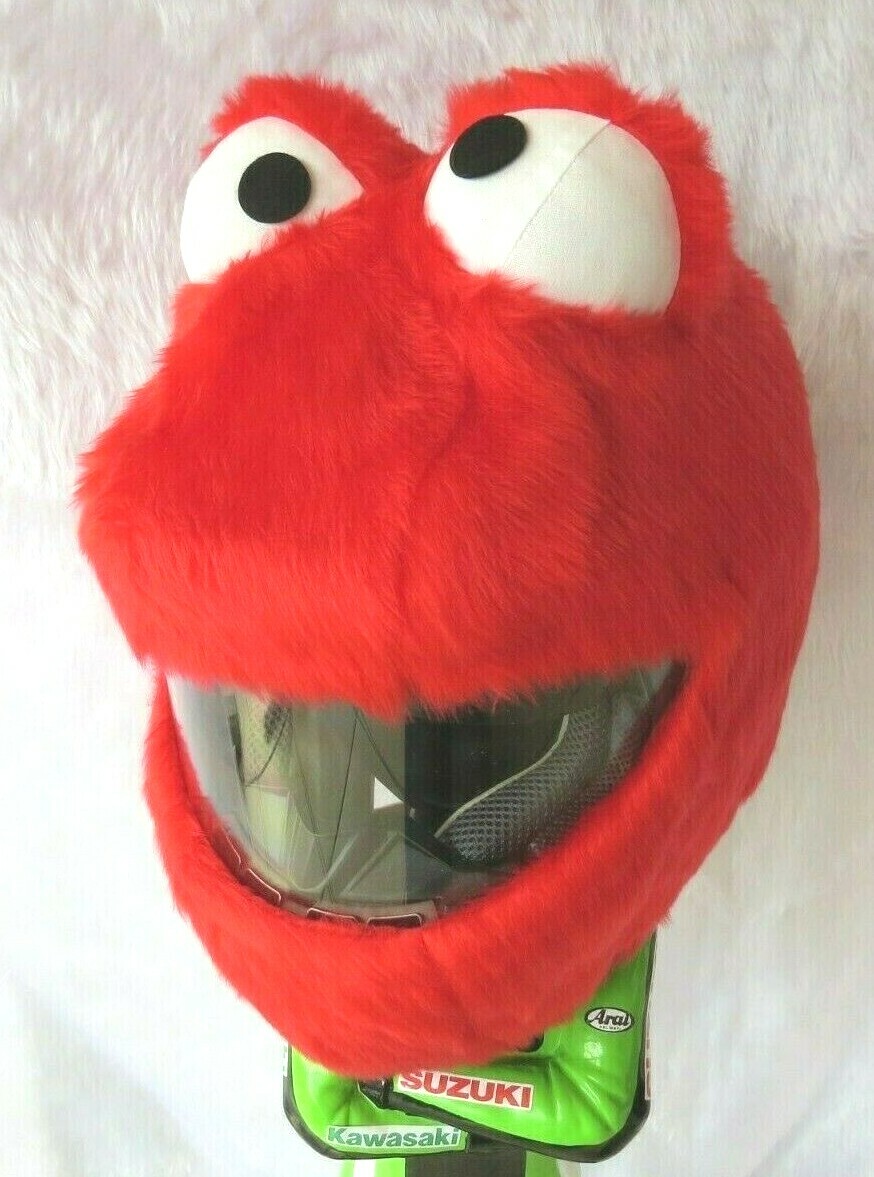 MOTORBIKE POLLYS CRAZY PULL ONS UK RED ELMO MOTORCYCLE CRASH HELMET ...